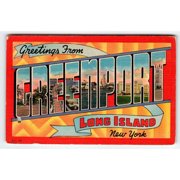 Letter Postcard | Office | Vintage 949 Greetings From Greenport Long ...